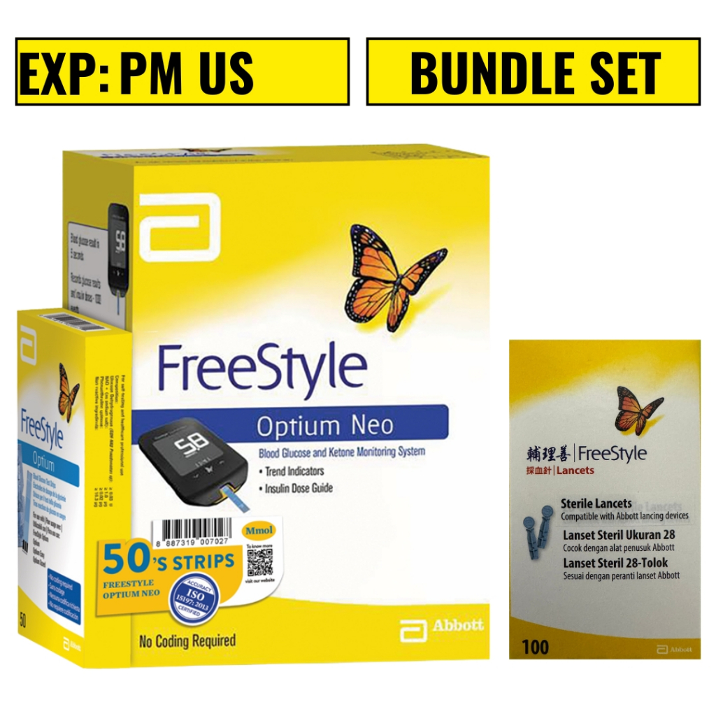 Abbott FreeStyle Optium Neo Meter + 50 Strips | Fast & Accurate Glucose ...