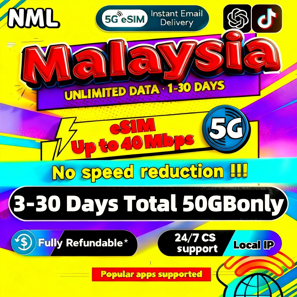 Malaysia eSIM 5G 3-30 Days Total 50GBonly Data Package eSIM Malaysia ...