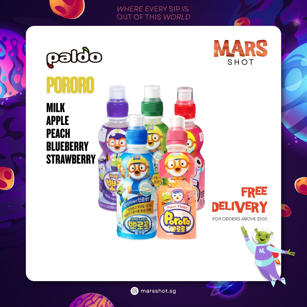 PALDO Pororo Drink 뽀로로 음료 235ml | Apple, Peach, Blueberry, Strawberry ...