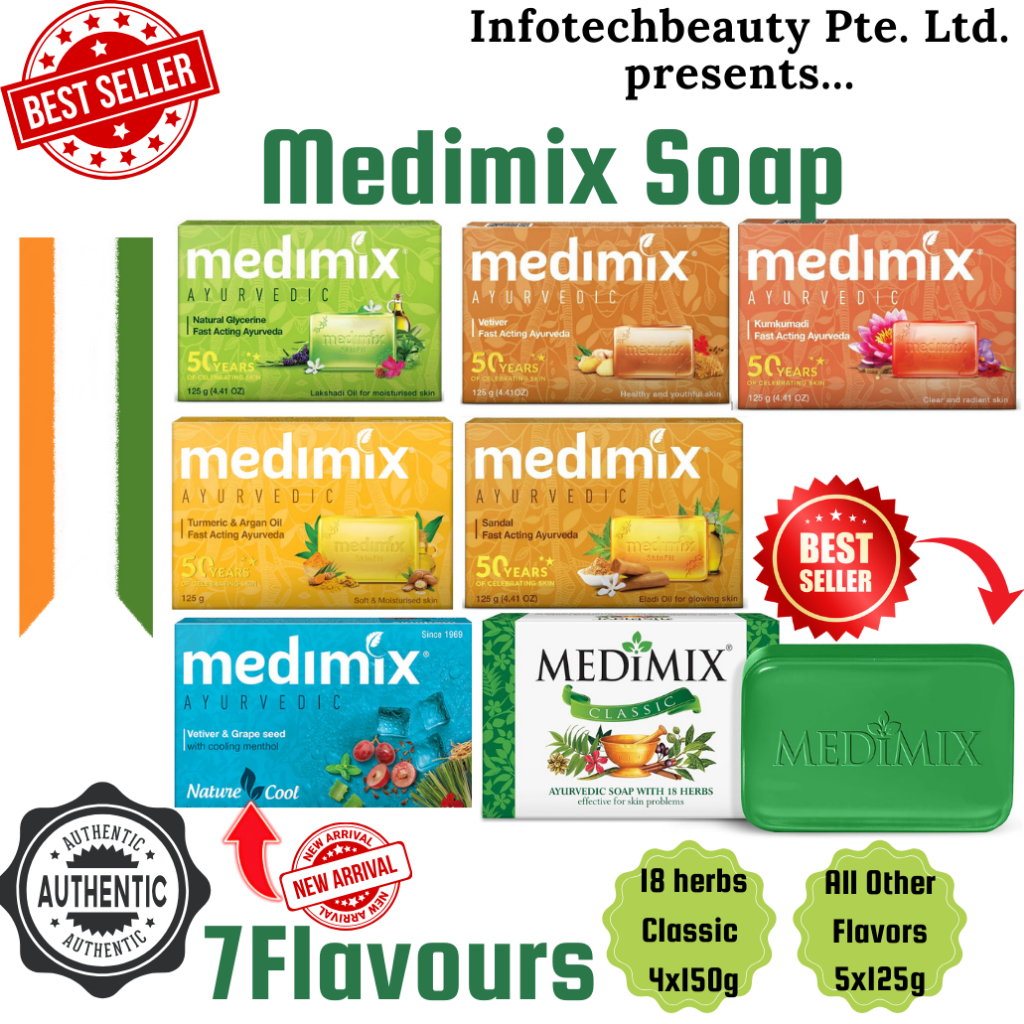 Medimix Ayurvedic Body Soap 125g (5 pcs pack) *New packing for 18 Herbs ...