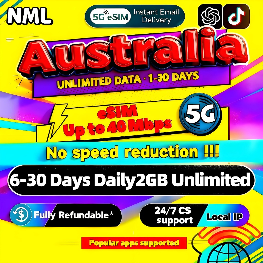 Australia eSIM 5G 6-30 Days Daily2GB Unlimited Data eSIM Australia ...