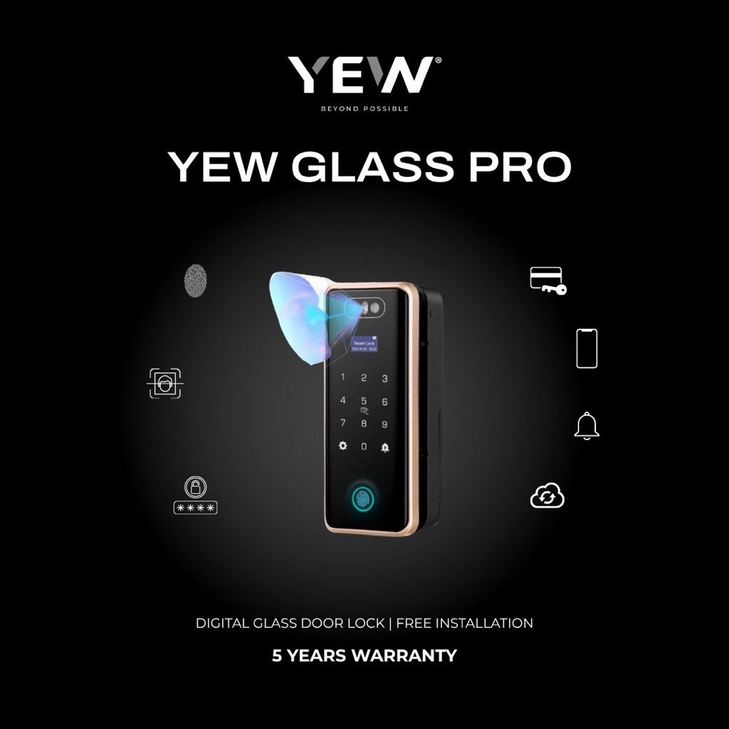 FREE Installation | Yew Glass Door Digital Lock For Office Etc | Shopee ...