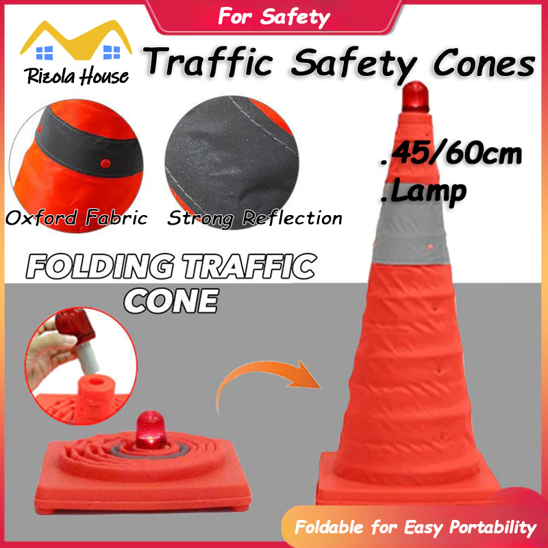 【SG】45/60CM Reflective Cone Foldable Portable Durable Traffic Safety ...
