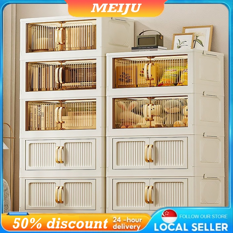 MEIJU Foldable Storage Cabinet With Wheels Durabox Plastic Wardrobe ...