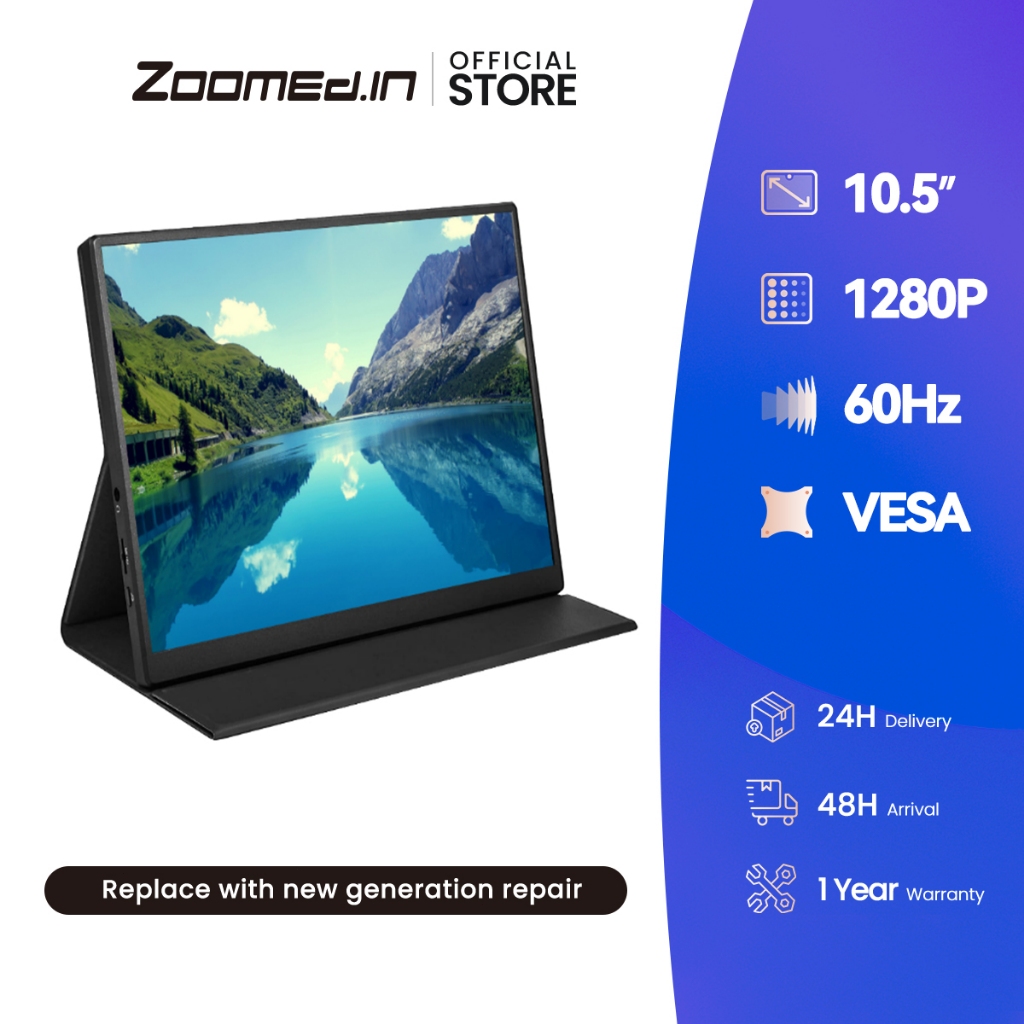 Zoomed-In Portable Monitor 10.5" HDR 1280P Ultra-Thin 420 Nits 100% ...