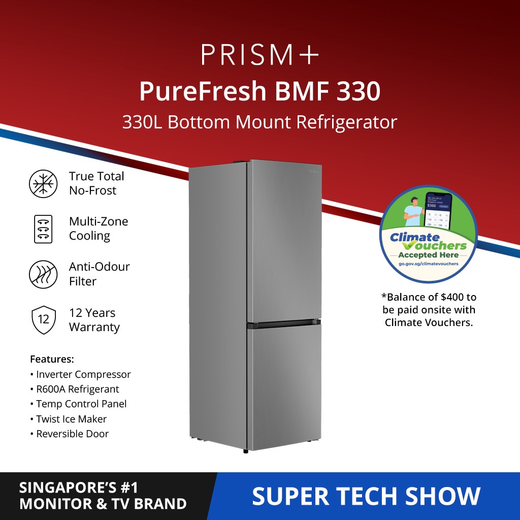 PRISM+ PureFresh BMF 330 | 330L Bottom Mount Freezer Refrigerator ...