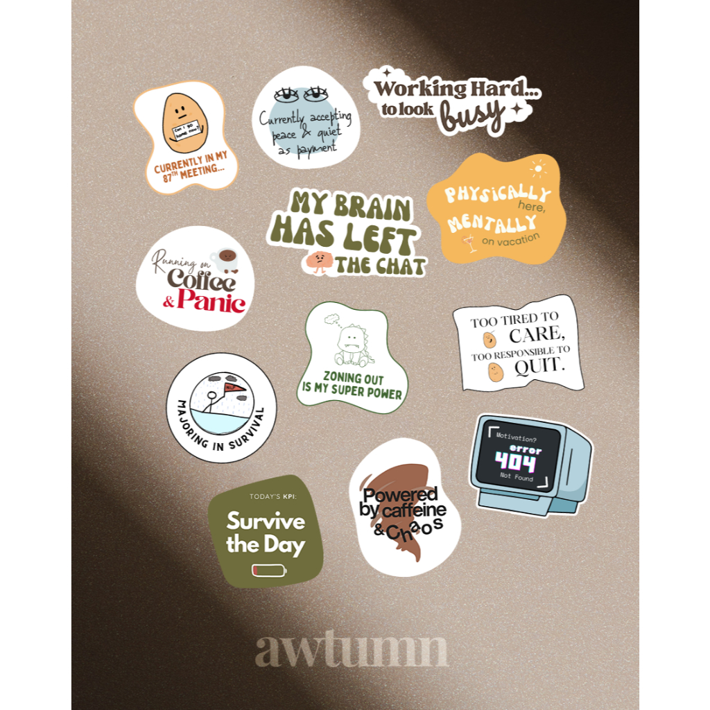 Funny Corporate Office Stress & Struggles Work Stickers | Waterproof ...