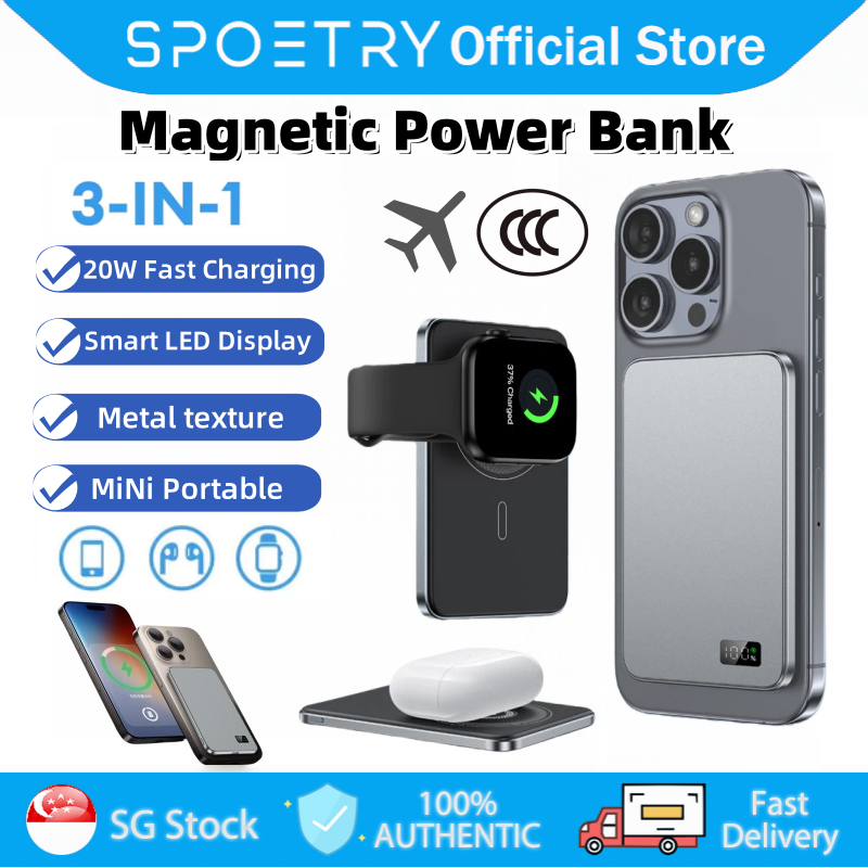 【SPOETRY】20000mAh Magnetic Power Bank CCC Certified Wireless Powerbank ...