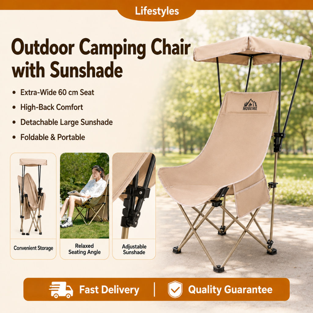 Outdoor Camping Chair Folding Chair | Widened Recliner | with Sunshade ...