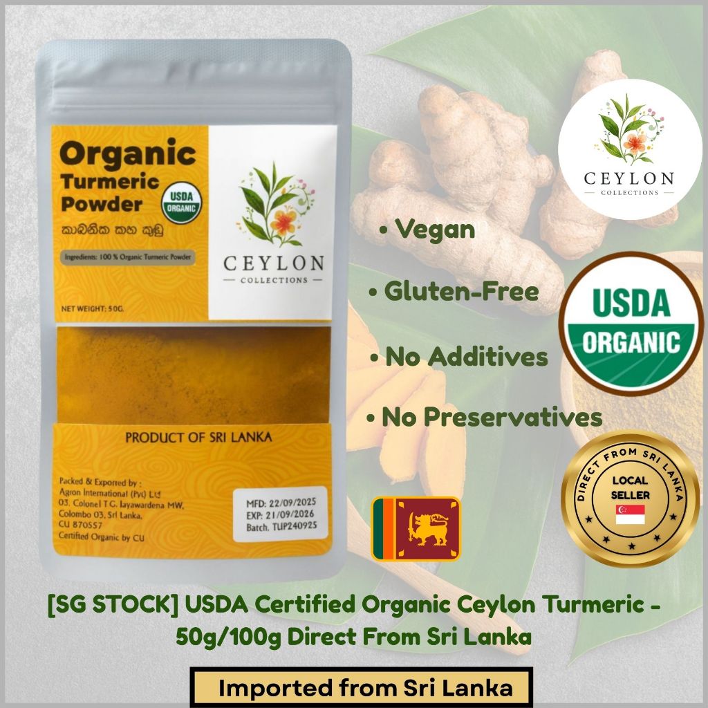 Ceylon Collections 100% Organic Turmeric Powder [50g &100g ] USDA ...
