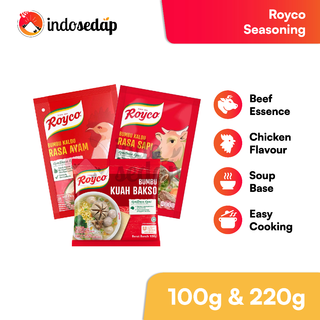 IndoSedap Royco Seasoning Bumbu Kaldu - Ayam / Sapi / Bakso | Authentic ...