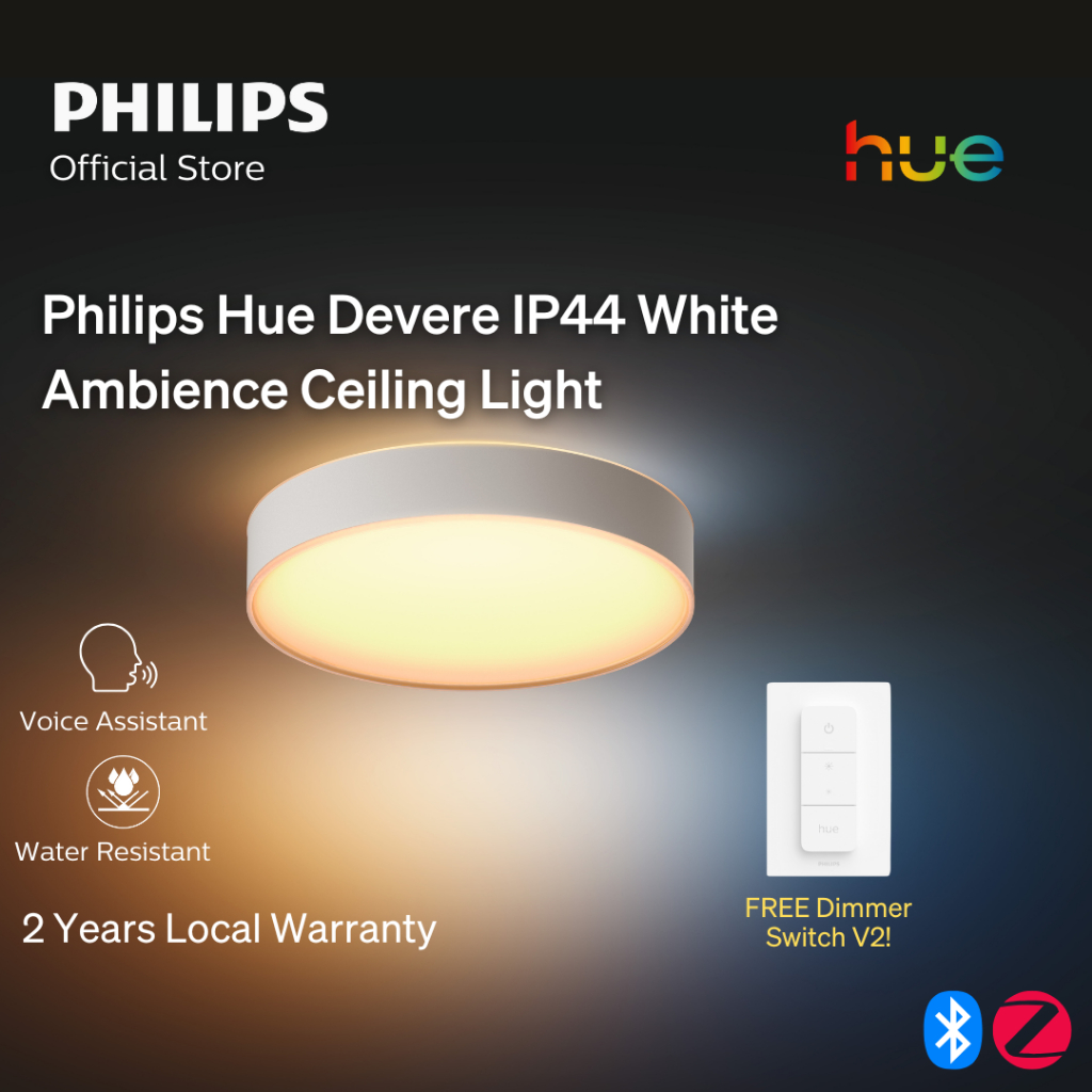 Philips Hue Devere White Ambience Smart Ceiling Light | Bluetooth ...