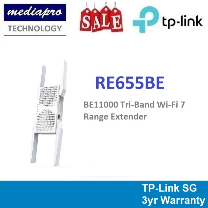 TP-LINK RE655BE BE11000 Tri-Band Wi-Fi 7 Range Extender or Access Point ...