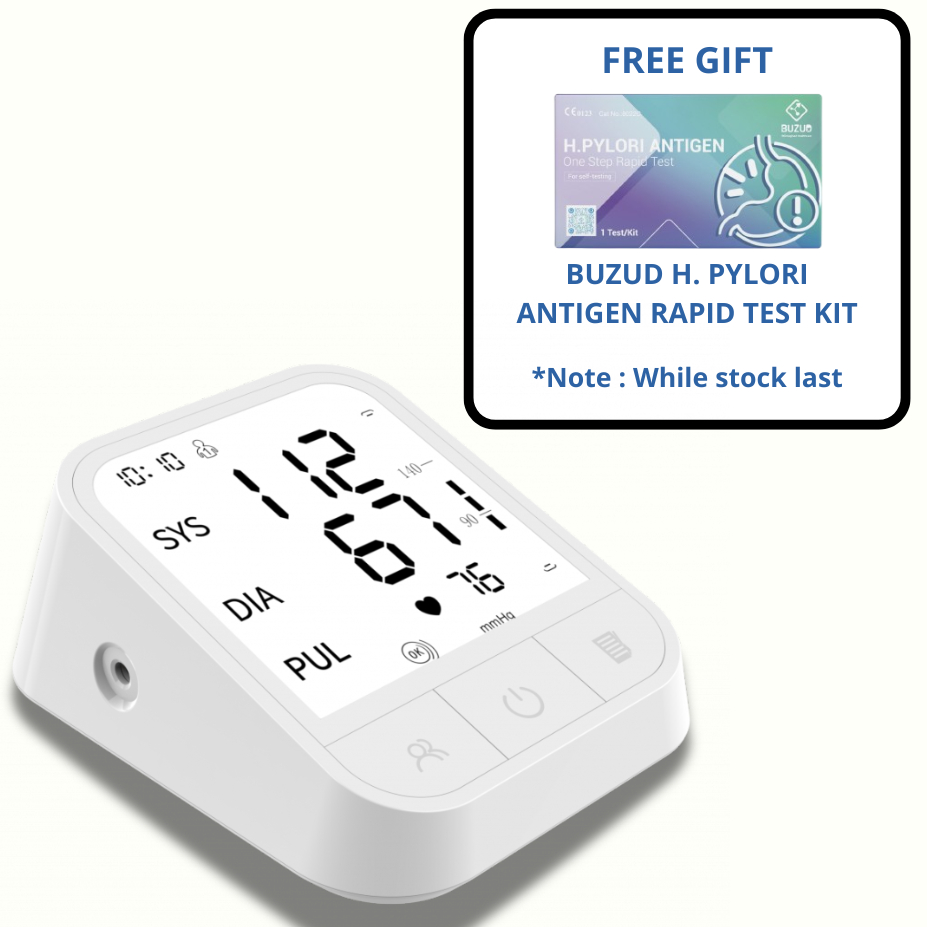 BUZUD Upper Arm Blood Pressure Monitor-30C (Free Gift Case & H. Pylori ...