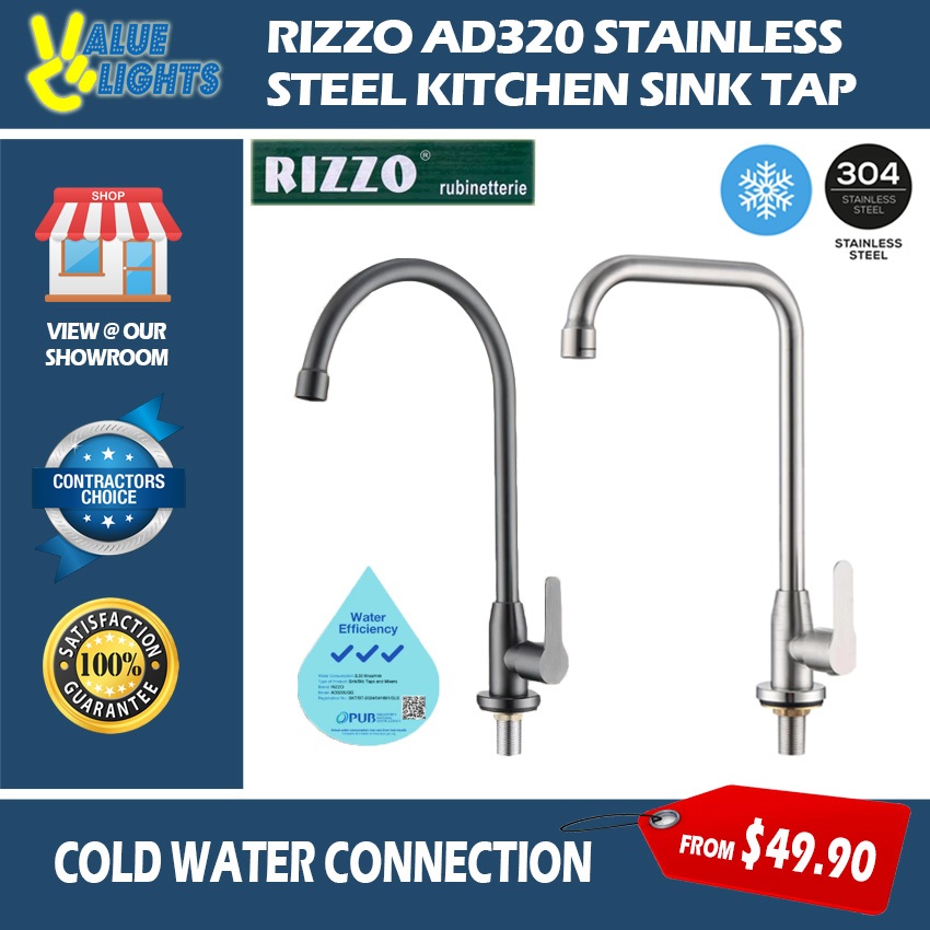 [Climate Voucher] Rizzo AD320 AD320U Stainless Steel Kitchen Sink Tap ...