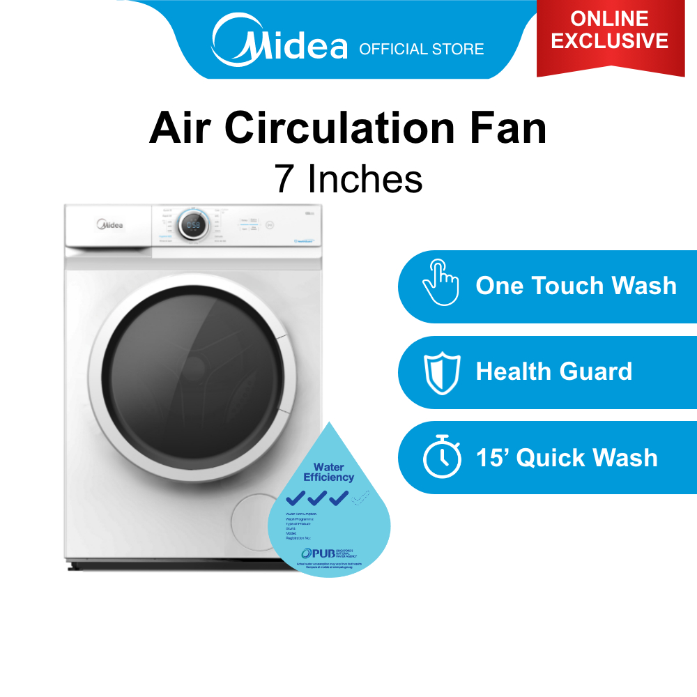 [Online Exclusive] Midea MF100W75 White Front Load Washer, 7.5kg, Water ...