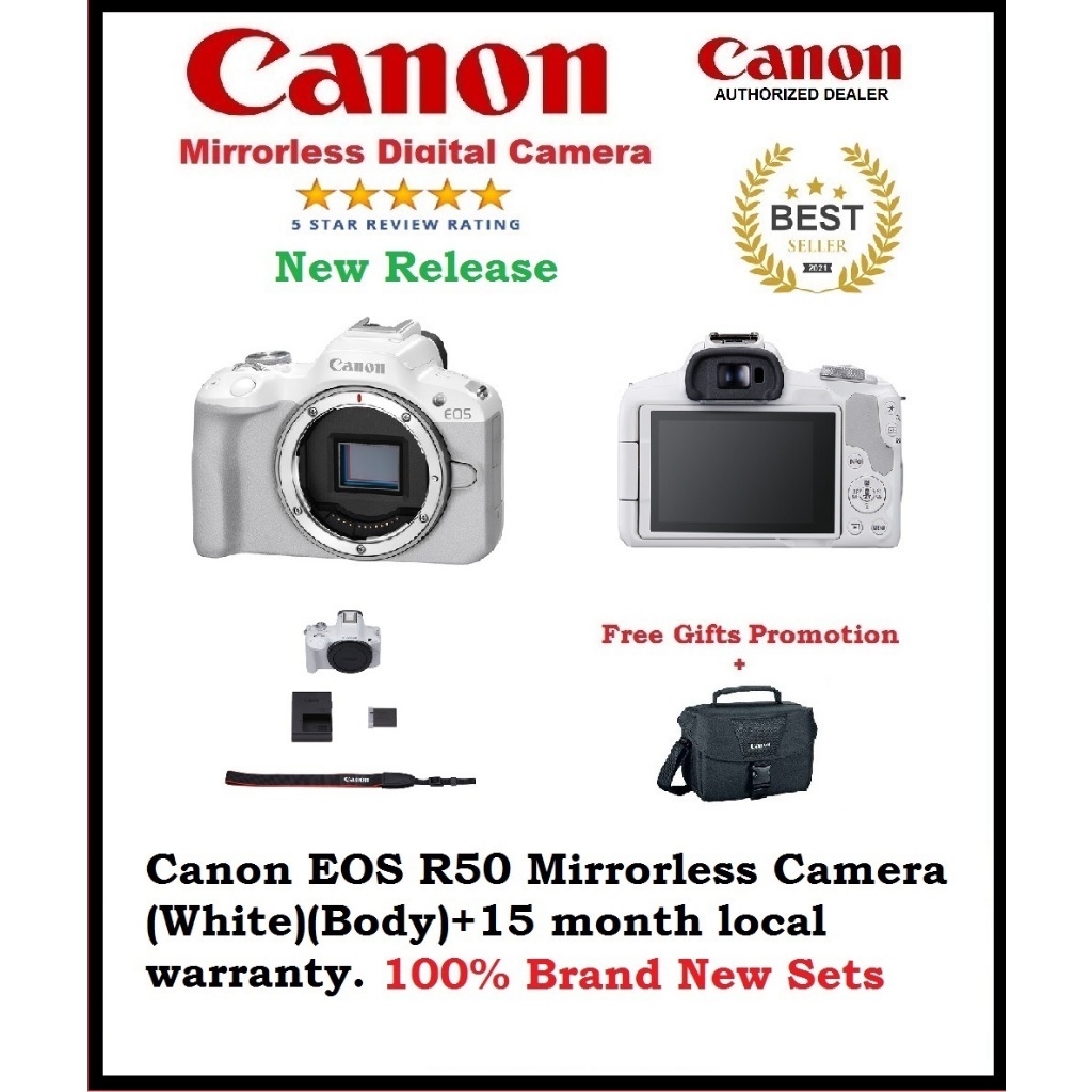 Canon EOS R50 Mirrorless Camera (White)(Body)+15 month local warranty ...