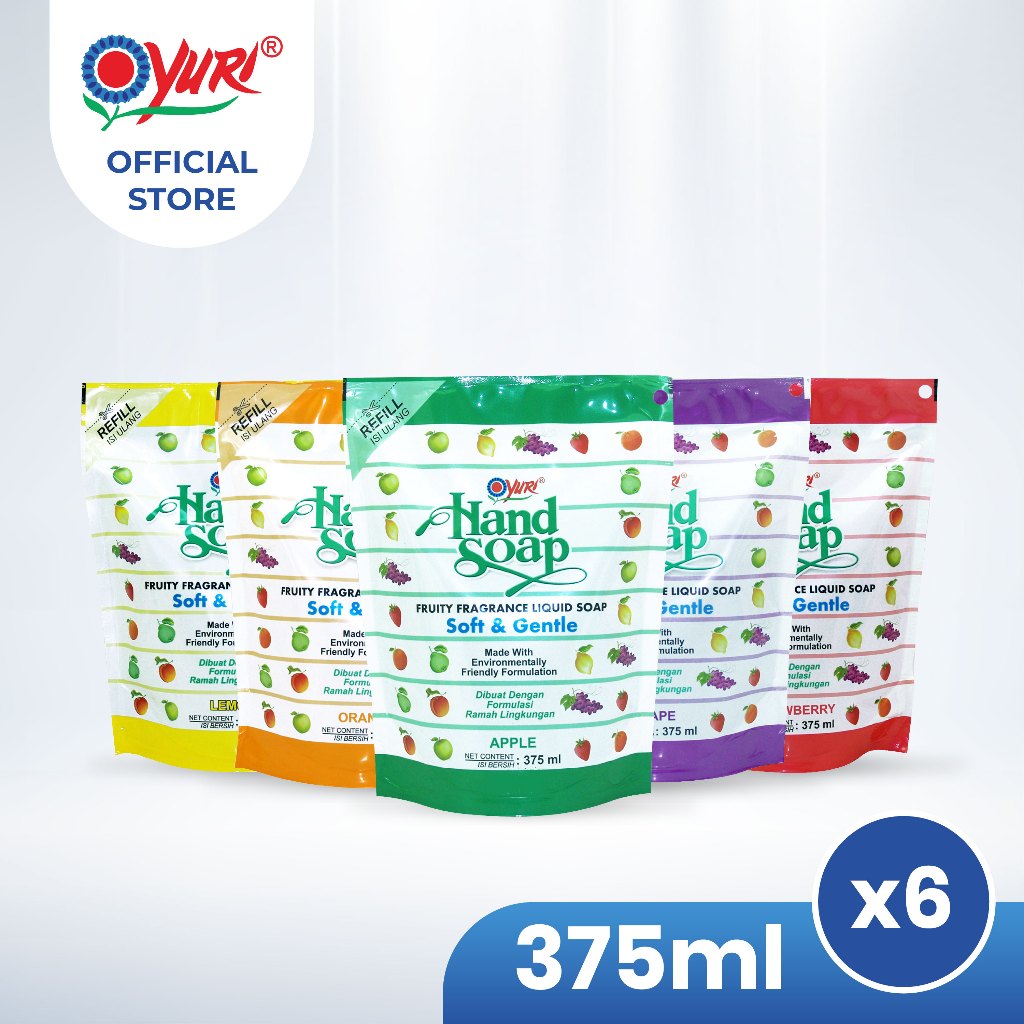 [Bundle of 6] Yuri Fruity Handsoap Refill - 375ml x3 | Moisturizing ...
