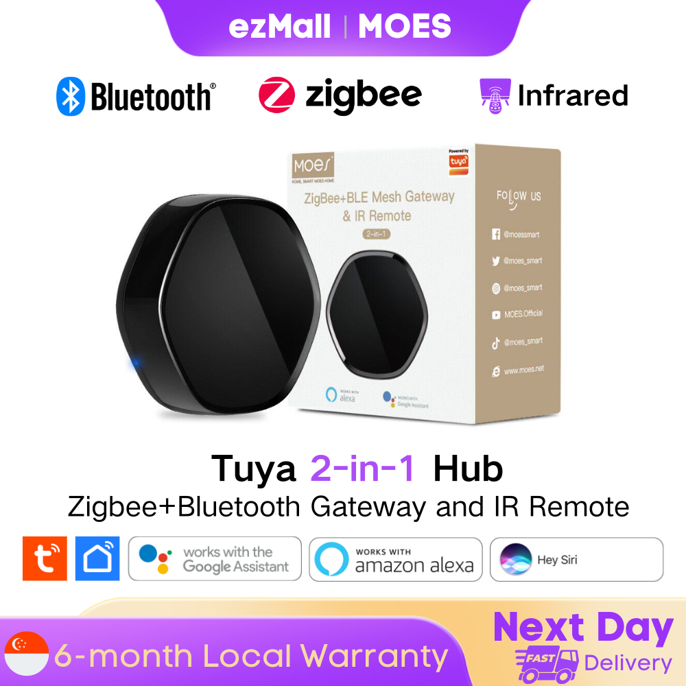 MOES 2-in-1 ZigBee Bluetooth Mesh Gateway Hub with IR Blaster, WiFi ...
