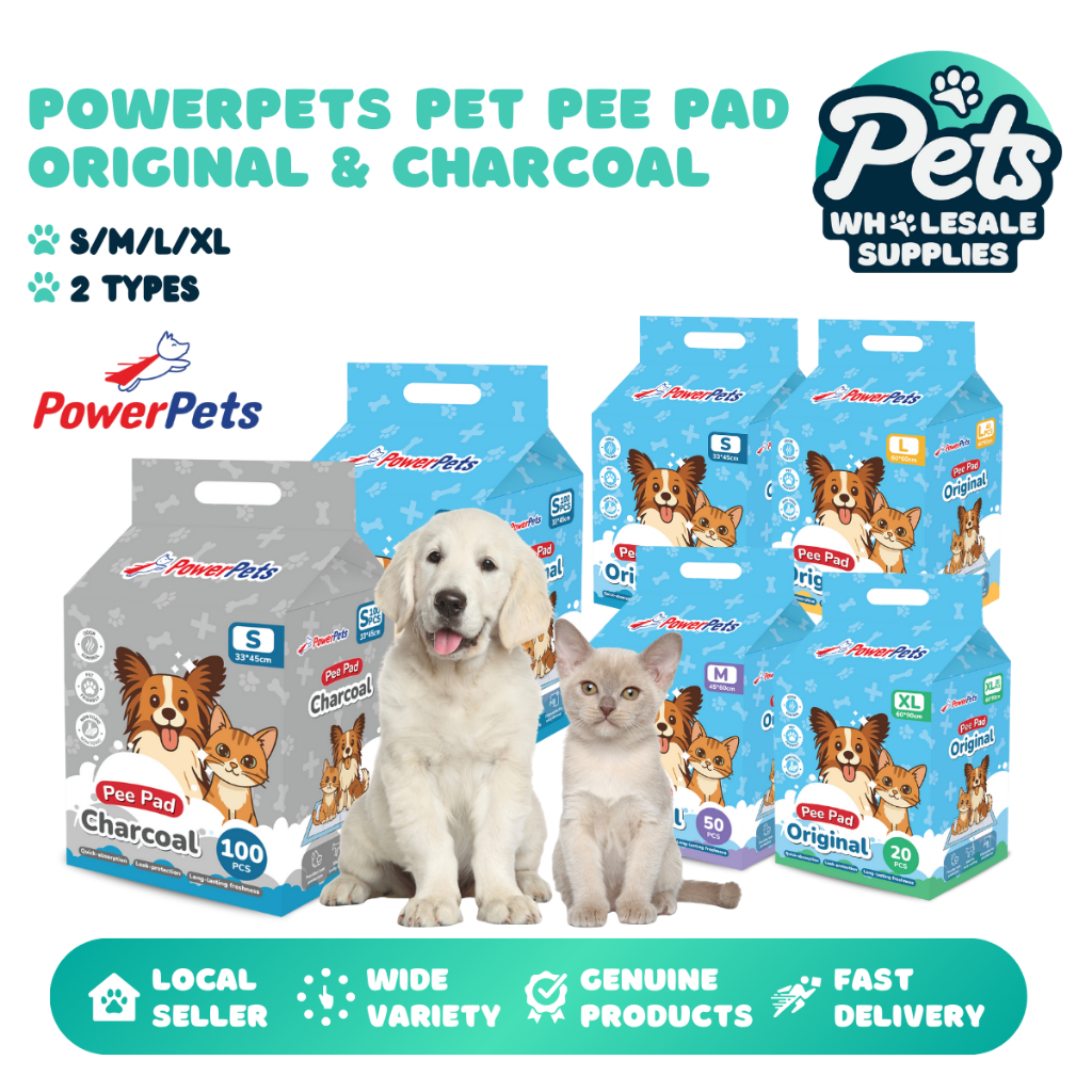 PowerPets Pet Pee Pad Original & Charcoal - Absorbent Odor Control ...