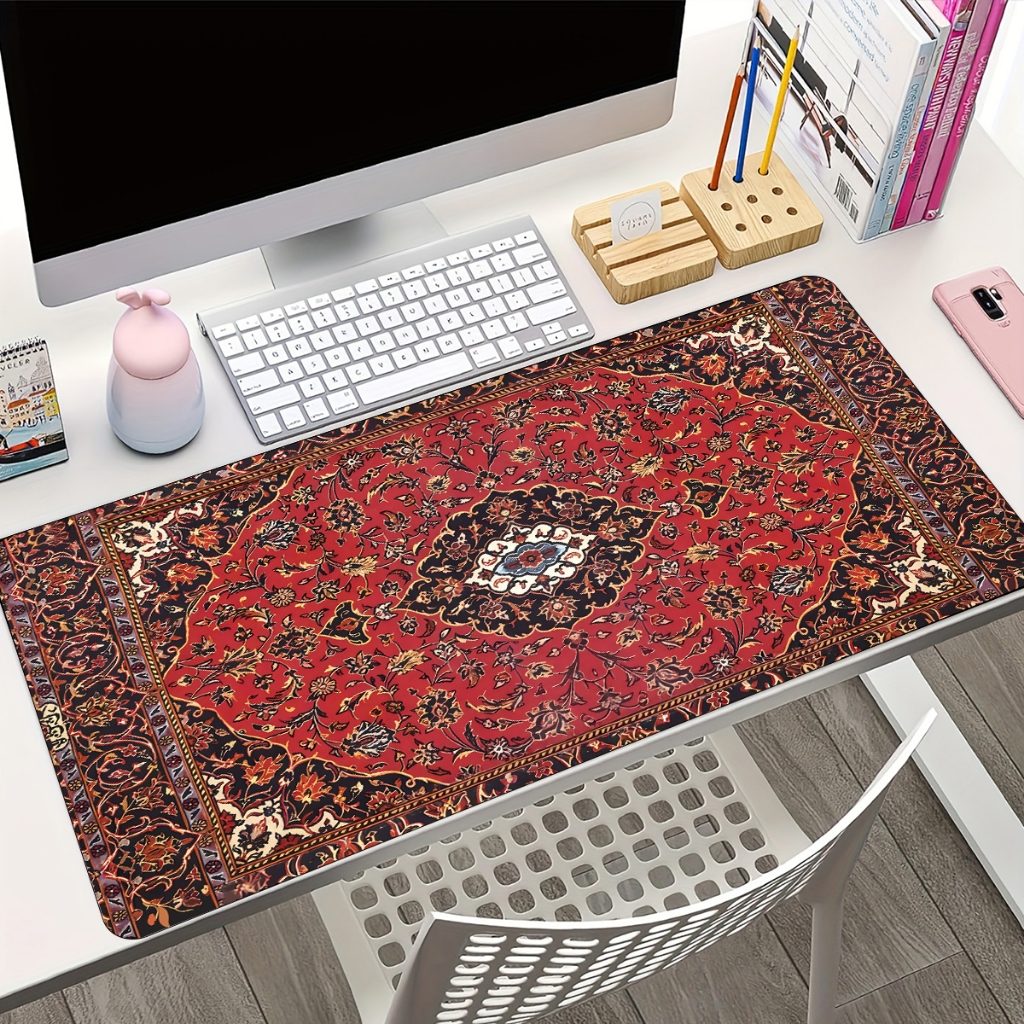 Red Persian-style gaming mouse pad, oriental-style desk mat, luxurious ...