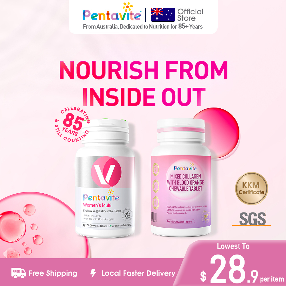 Pentavite Collagen & Women's Multivitamin Combo (30 Tablets) - Anti ...