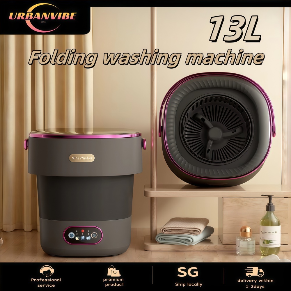 【SG Stock】13L Portable Mini Washing Machine Foldable Washer with Spin ...