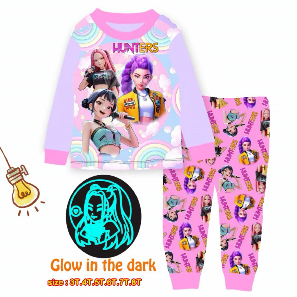 Huntrix Style Kpop Demon Hunters Kids Pyjamas Glow in Dark 3–14 ...