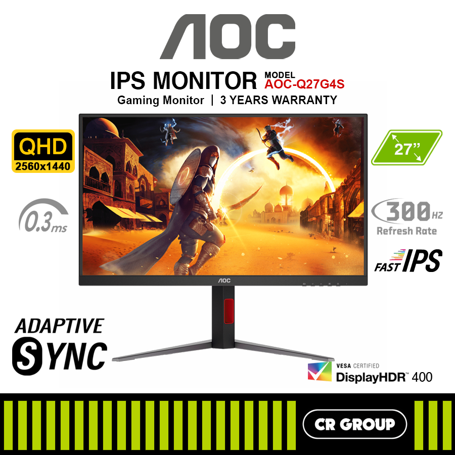 AOC Q27G4S - 27-inch Quad HD 300Hz Fast IPS Gaming Monitor (3Yrs AOC ...