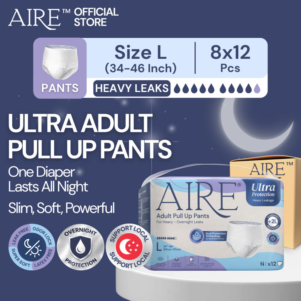 [Carton Deal] Aire Ultra Protection Adult Diaper Pull Up Pants - Size L ...
