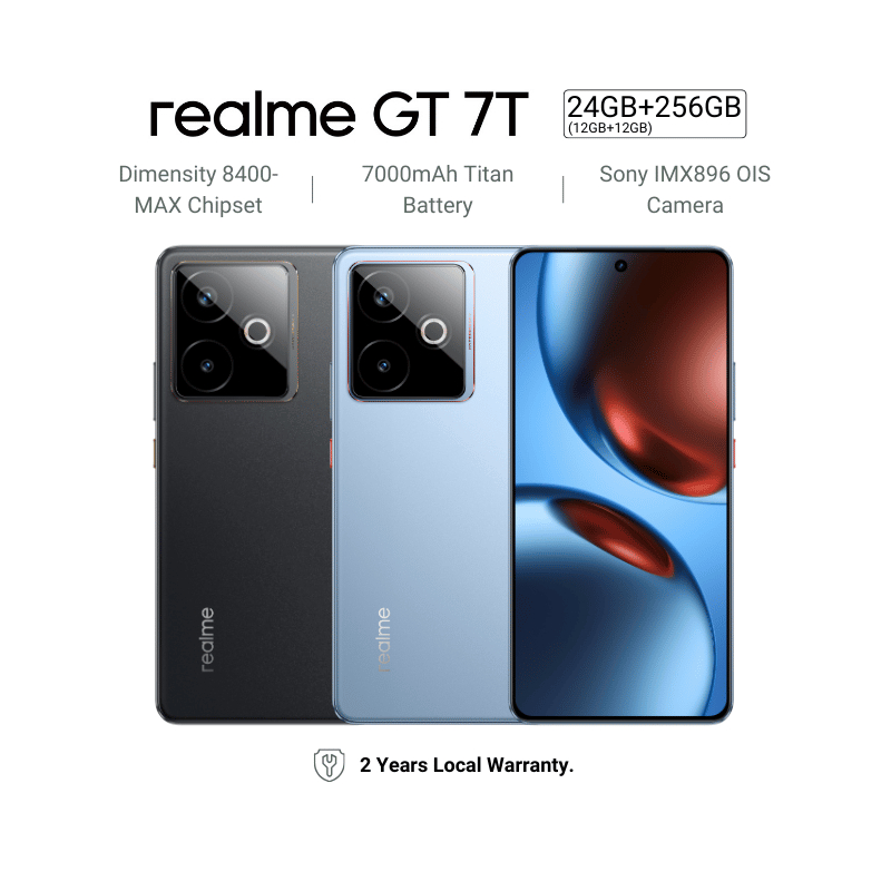 [New] realme GT 7T 24GB(12+12) + 256GB | 7000mAh+120W | Dimensity 8400 ...