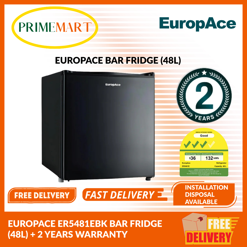 EUROPACE ER5481EBK BAR FRIDGE 48L | MINI REFRIGERATOR | CHILLER ...