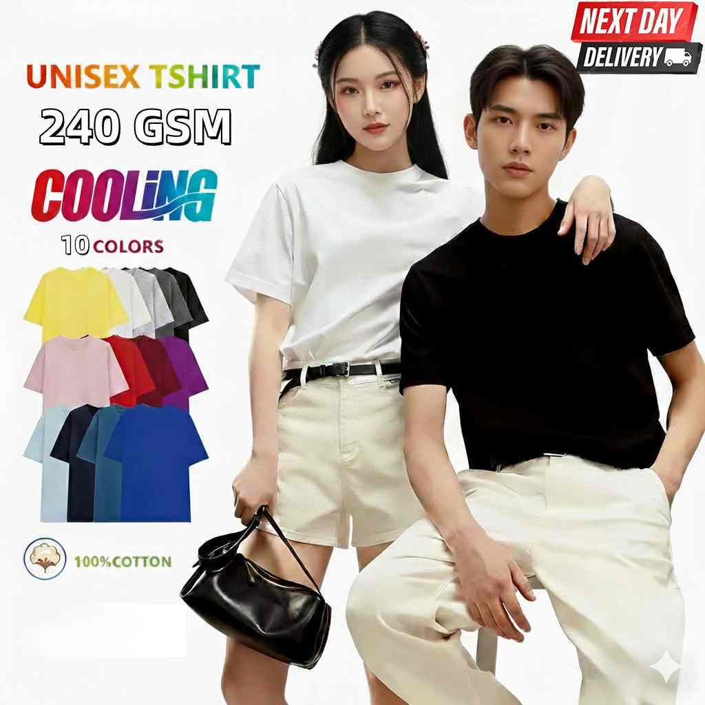 【SG Stock 】Unisex 100% Cotton T-shirt For Men Casual Loose Short ...