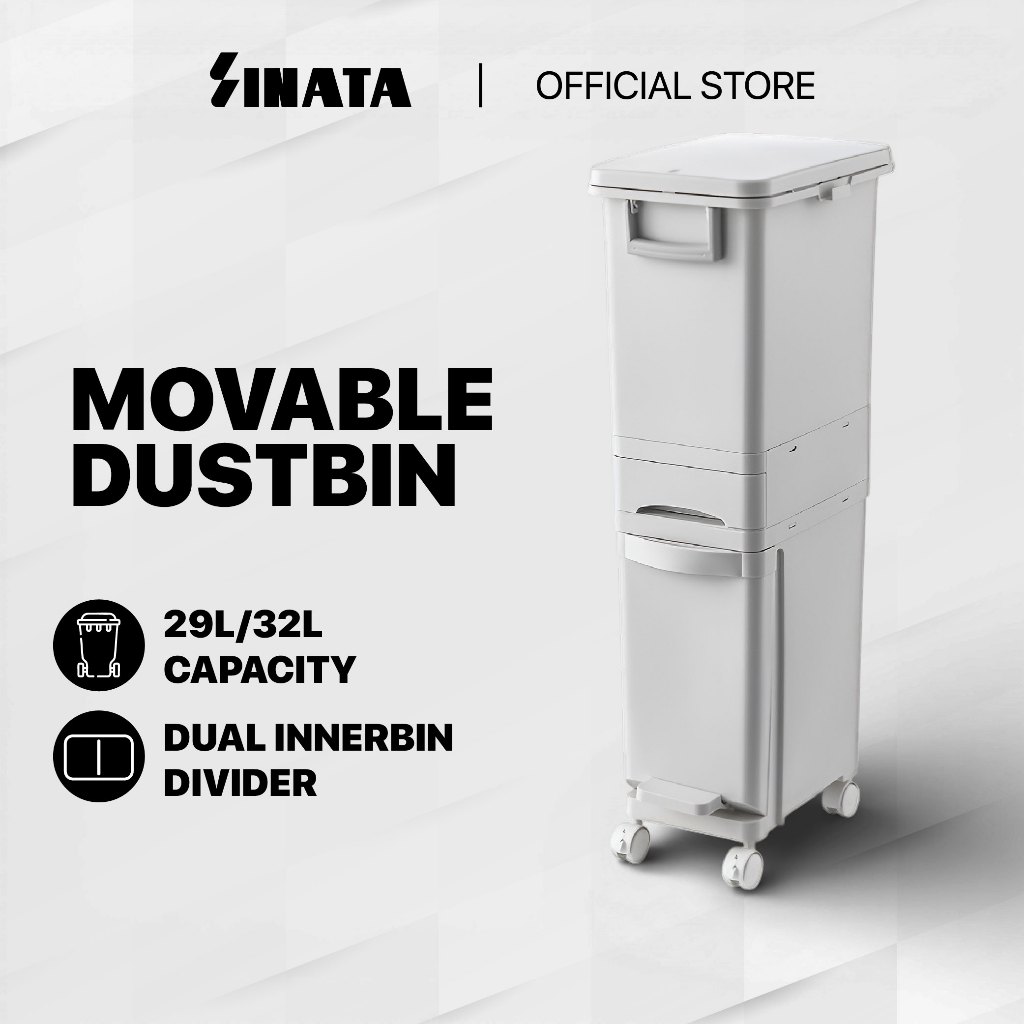 Dustbin with Lid Wheels Rubbish Bin Kitchen Trash Bin Recycle Garbage ...