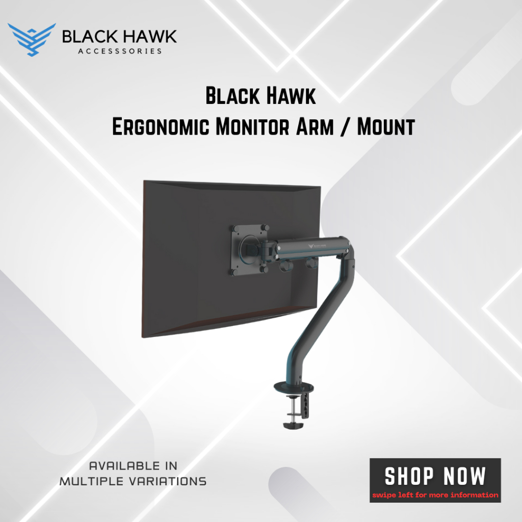 🦅 (𝐒𝐆 𝐒𝐓𝐎𝐂𝐊) Black Hawk Ergonomic Monitor Mount | Monitor Arm | Screen ...