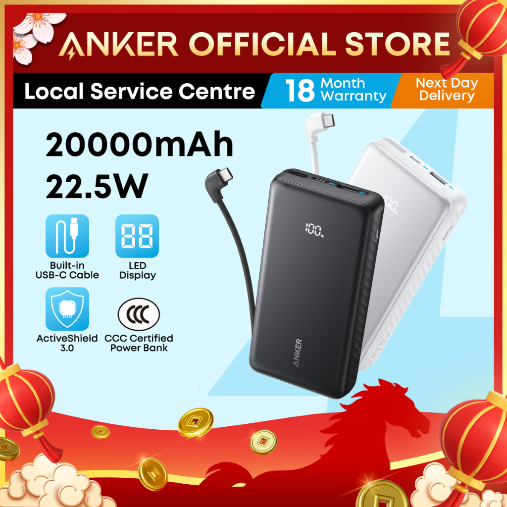 Anker Zolo CCC Power Bank 20000mAh 22.5W Fast Charging Built-in USB C ...