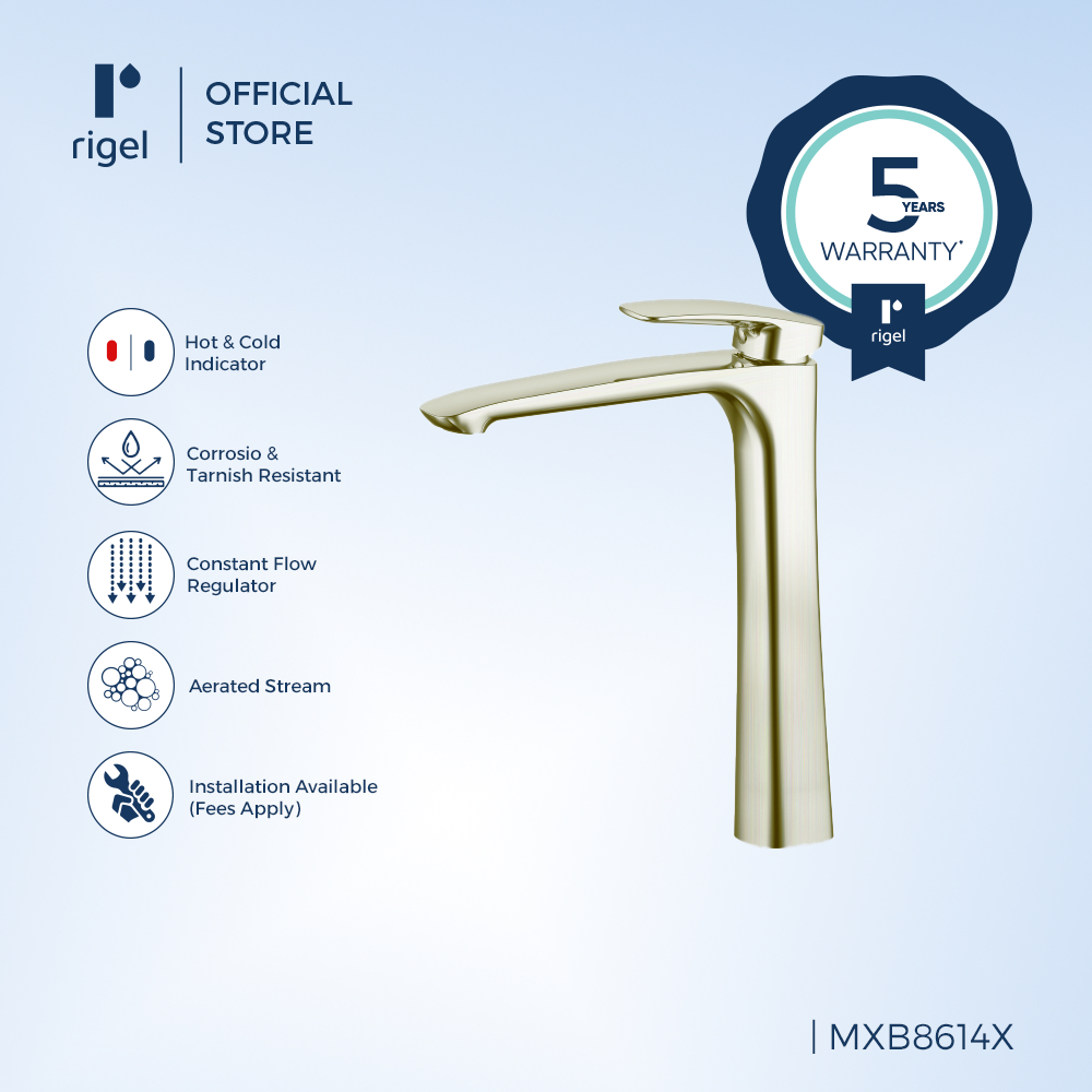 RIGEL Brushed Nickel Basin Mixer Tall Tap MXB8614X (BrNK) | Shopee ...