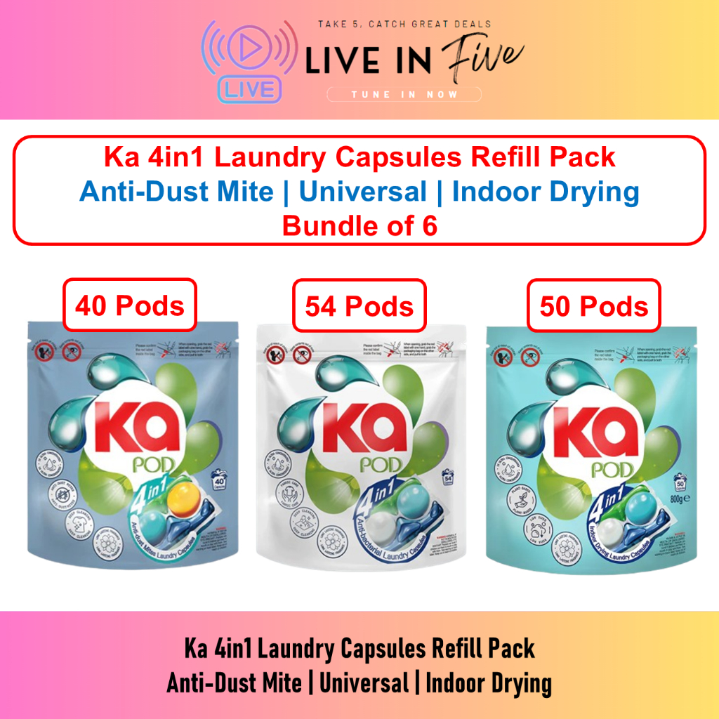 [Bundle of 6] Ka Laundry Capsules Refill Pack - Universal 54 Pods ...