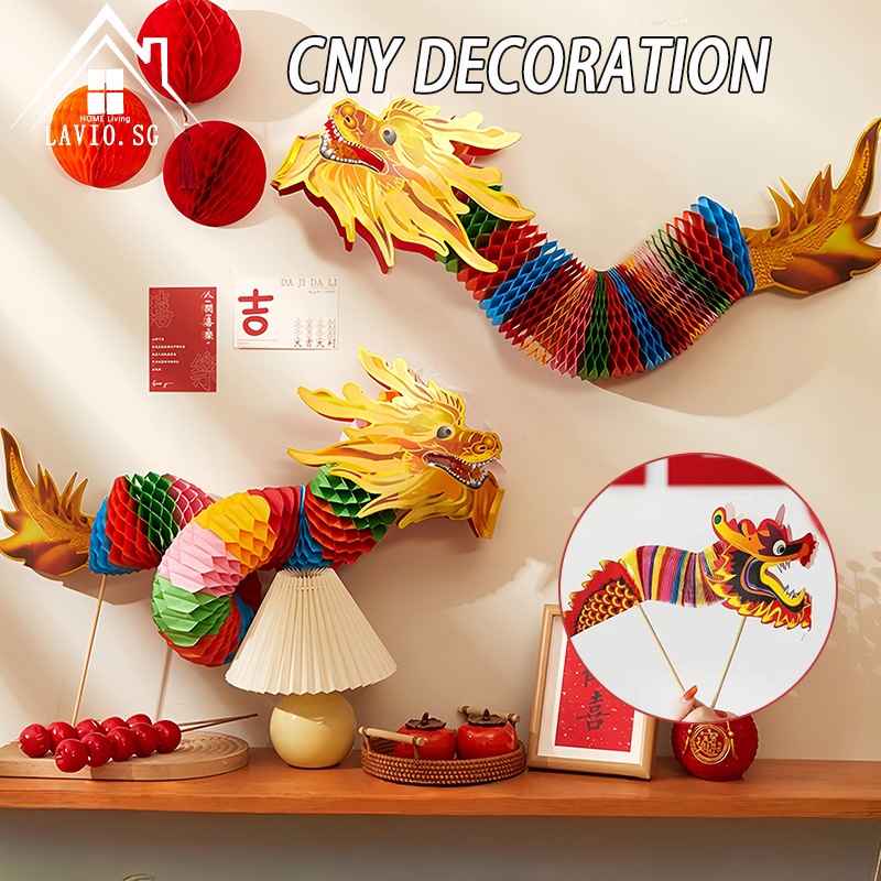 [SG] CNY Deco 3D Chinese Dragon Lantern Spring Festival Paper Dragon ...