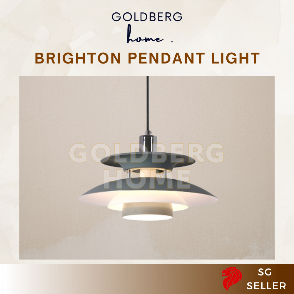 Brighton Pendant Light Grey 38cm 3Tone - Living Room Bedroom - Nordic ...