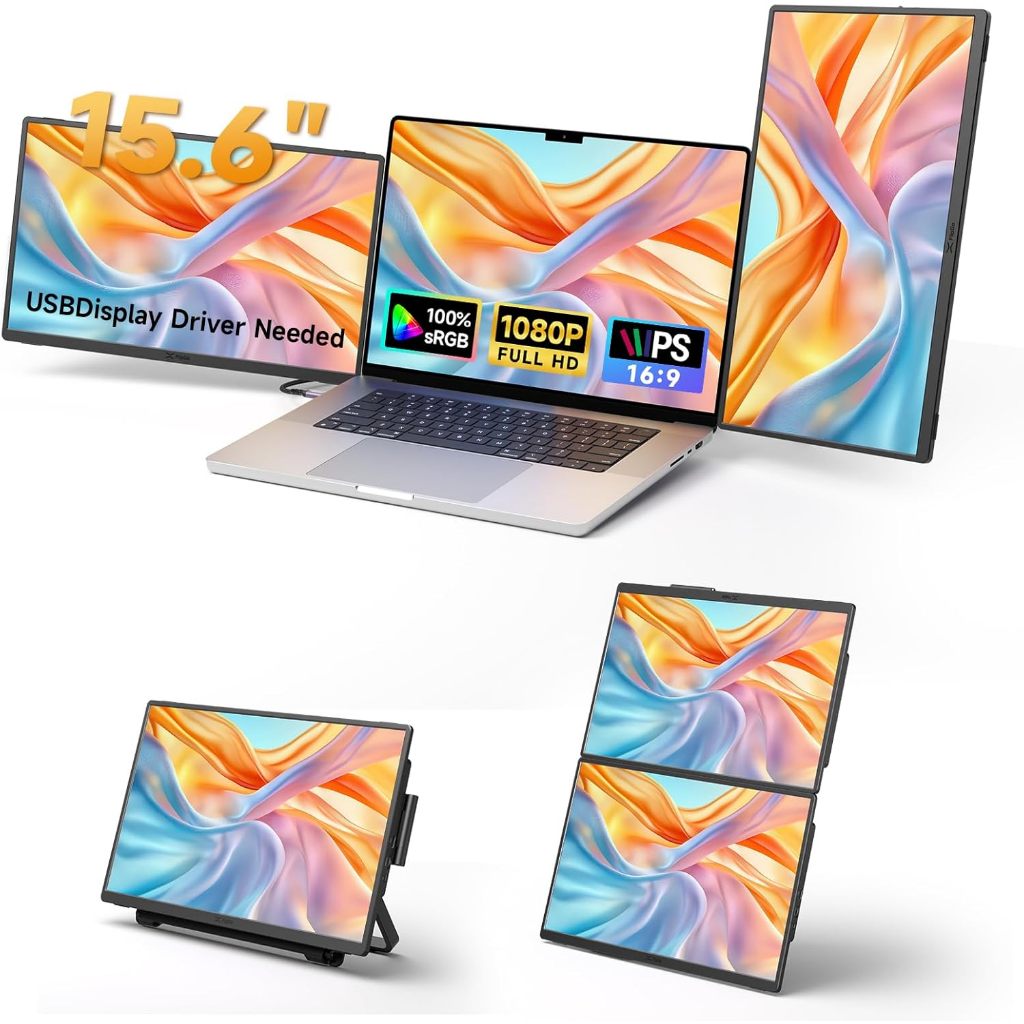 JSAUX FlipGo Horizon Monitor Snap-On Tri-screens Workstation Portable ...