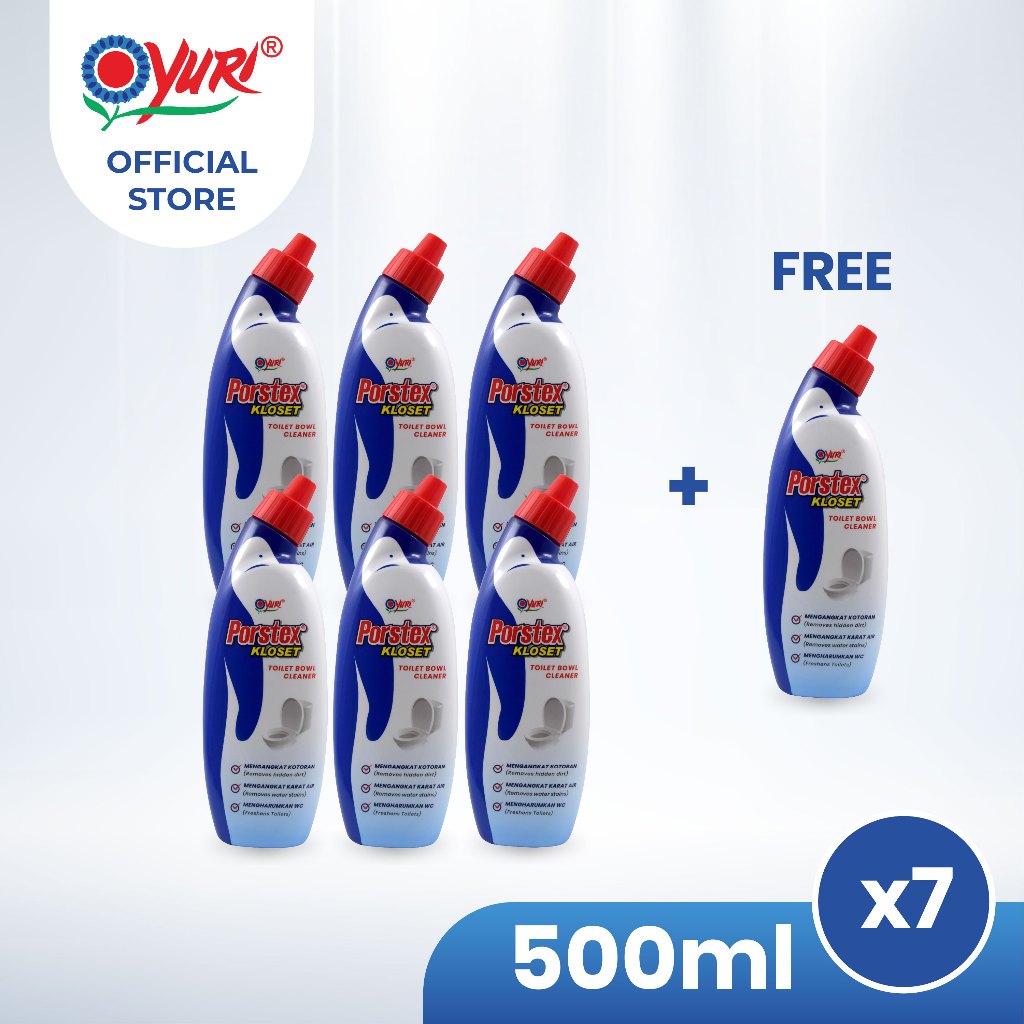 [6+1 FREE] Yuri Porstex® Toilet Bowl Cleaner 500ml x7 | Antibacterial ...