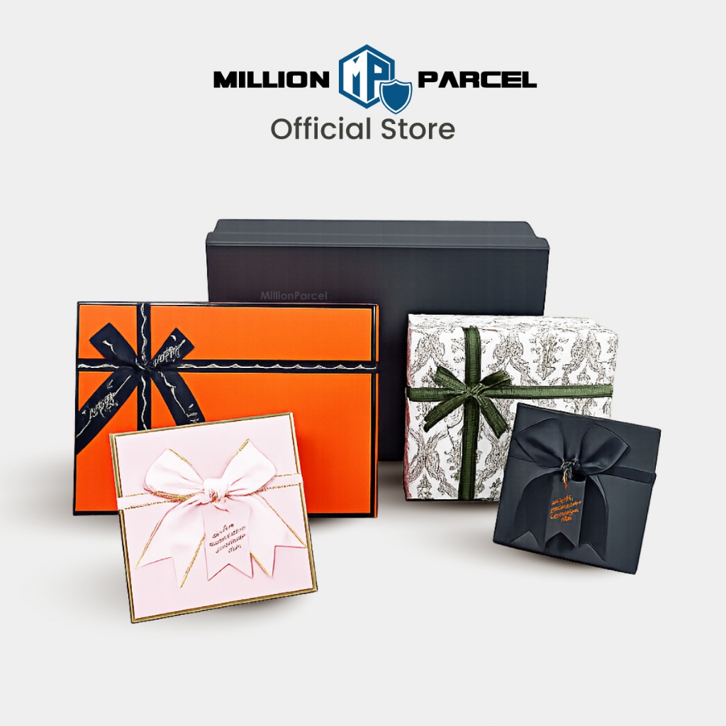 Millionparcel Ribbon Gift Box Premium Lid Base Box Luxury Gift