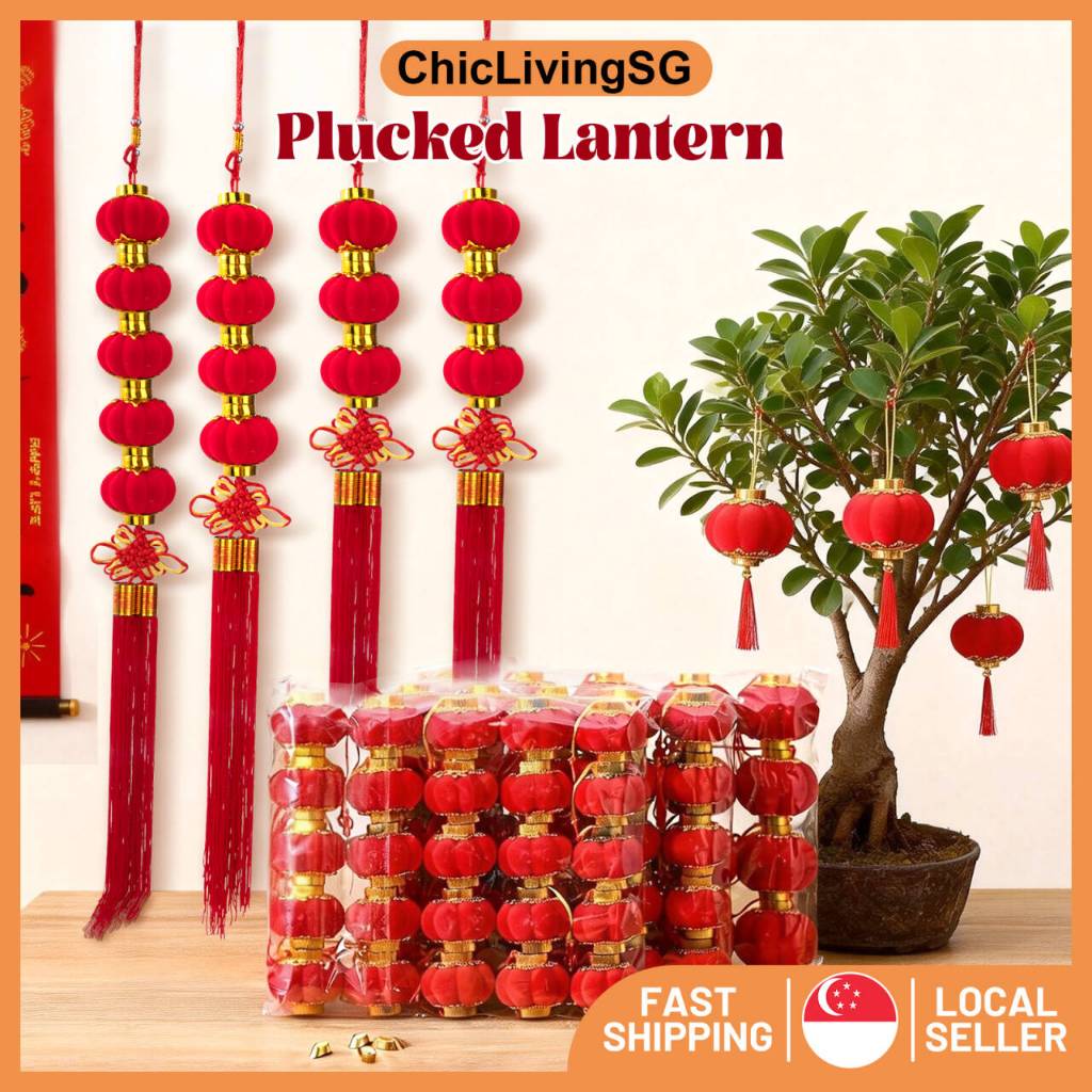 [SG Stock] ISIYINER CNY Decoration Flocked Red Lantern String | Chinese ...