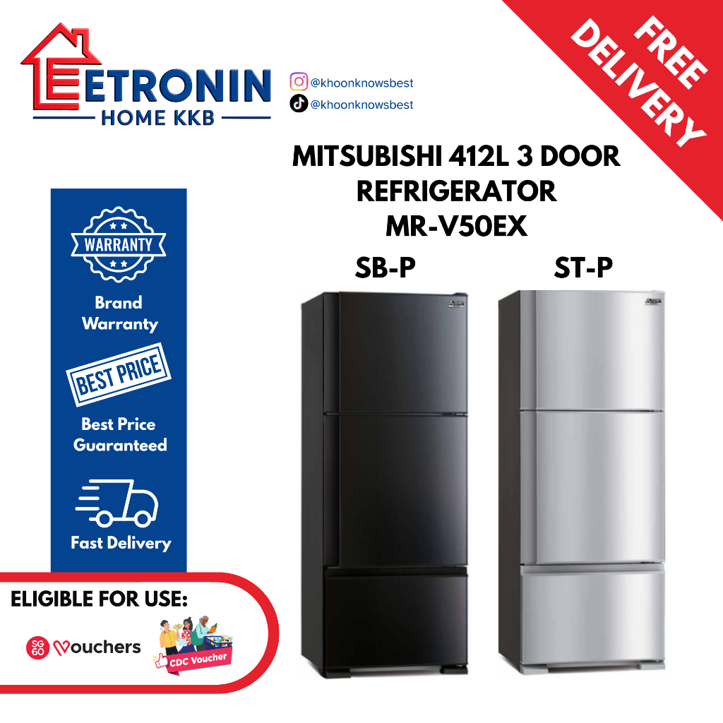 *Climate Voucher Eligible* Mitsubishi Electric 412L 3 Door Refrigerator ...