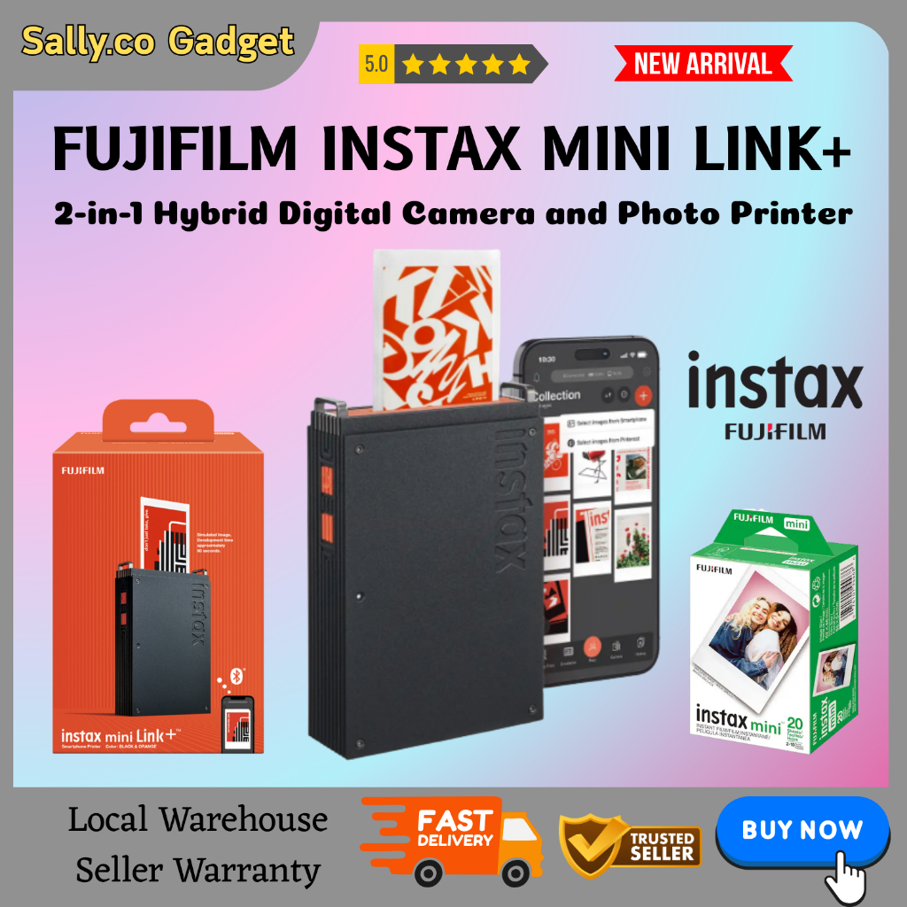 Fujifilm Instax Mini Link+ Instant Bluetooth Smartphone Photo Printer ...