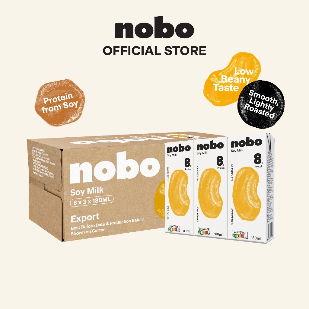 NOBO Soy Milk Original 180ml - Plant-Based Milk, with Protein, Low ...
