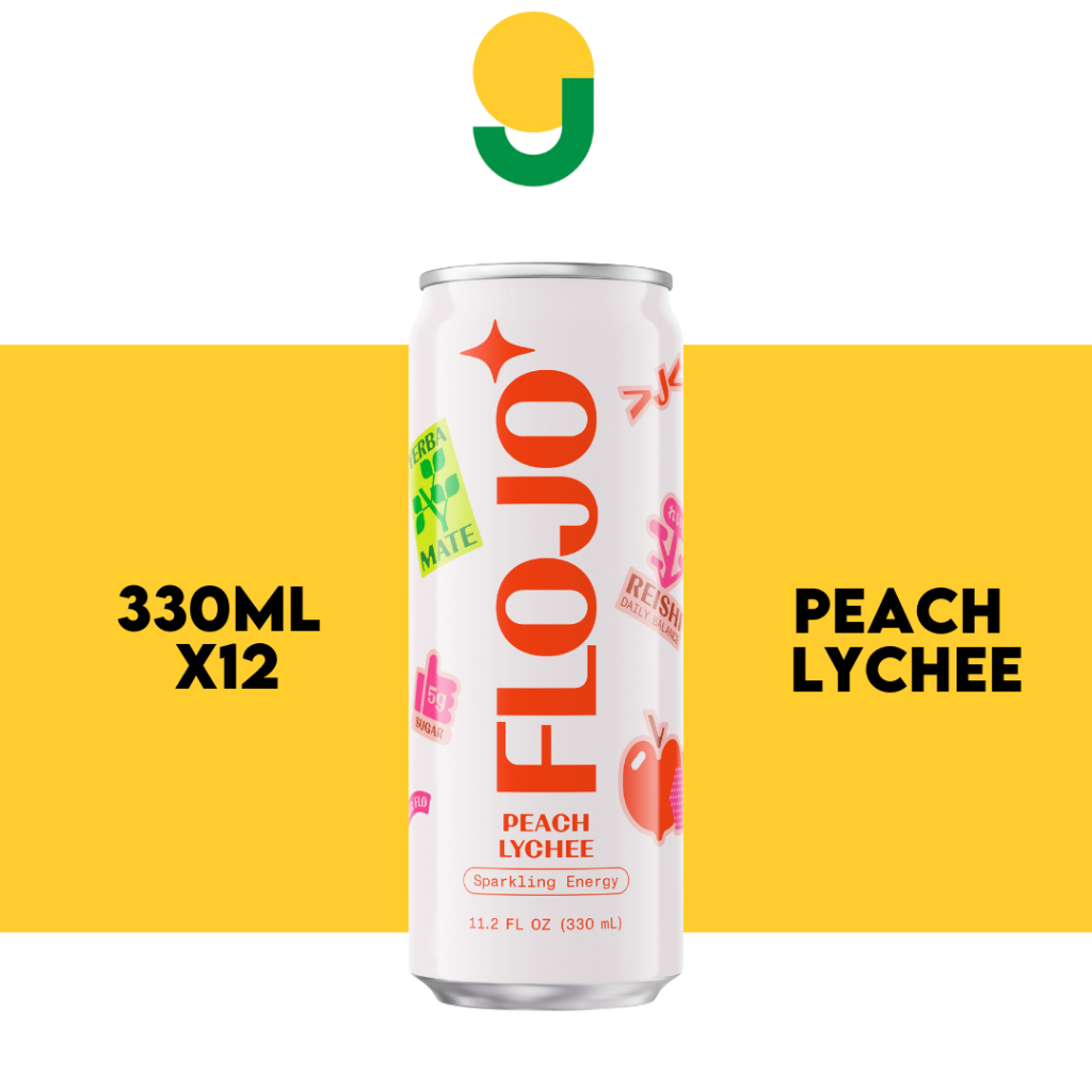 FLOJO Sparkling Wellness Drink – Peach Lychee + Yerba Mate & Reishi ...