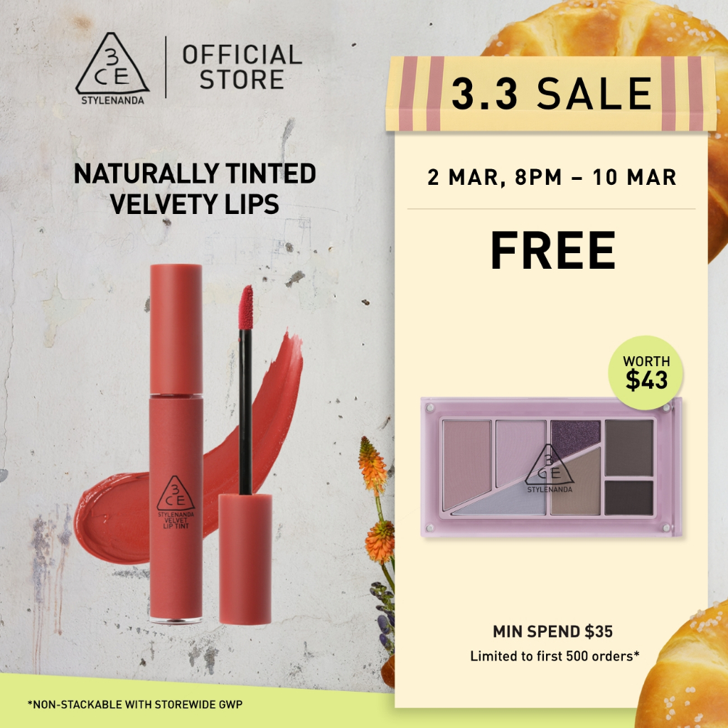 3CE Velvet Lip Tint Lipstick, Smooth matte creamy airy texture, with ...