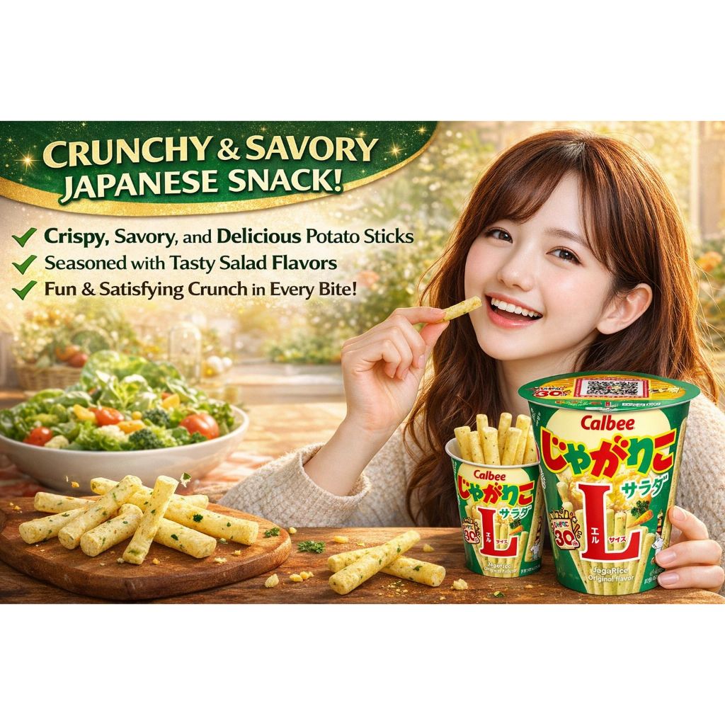 Calbee JagaRico Salad Flavor – L Size (10-Pack Set) Crispy Japanese ...